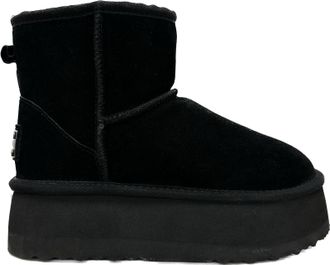 OOG Generation Boots hoher Absatz Platform echtes Leder Lammfell Futter Schuh Winterstiefel Plateau (Schwarz, EU Schuhgrößensystem, Erwachsene, Damen, Numerisch, M, 