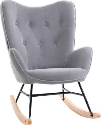 HOMCOM Homcom - Schaukelstuhl, ergonomisch Schwingsessel, Armlehnsessel, Stillsessel mit Samtoptik, Schaukelsessel bis 150 kg belastbar, f&uuml;r Schlafzimmer