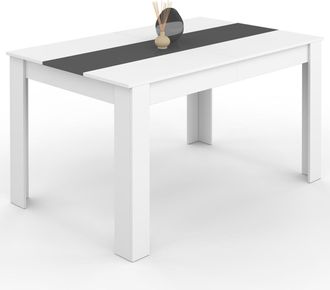 IDMarket Rechteckiger Esstisch Georgia 6 Personen wei&szlig; und grau 140 x 80 cm