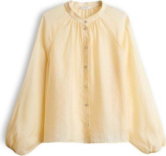 OPUS Langarmbluse Oversized Tunikabluse mit zartem Crash Effekt elastisches Gummi am &Auml;rmelsaum