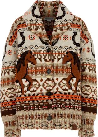 Stella McCartney Femme, Pulls, Multicolore, Taille: 38 FR Cardigan Oversize Fair Isle en Laine Brod&eacute;