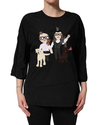 Dolce & Gabbana Womens Black dgfamily Silk Blouse Top Stretch