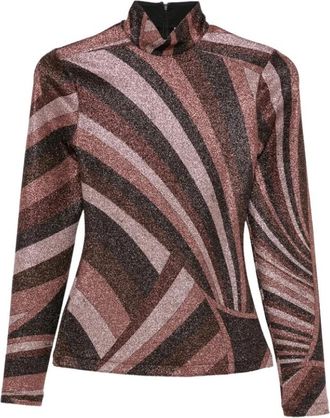 Pucci Iride Print Lurex Jersey Top - - Tops - Damen - Braun - S