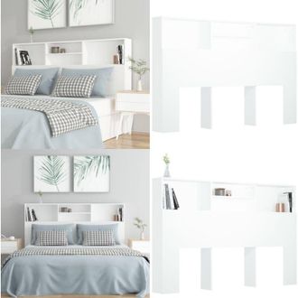 vidaXL Bett-Kopfteil mit Ablagen Weiß 160x19x103,5 cm - Bettkopf - Bettkopfteil - Regal - Nachttisch - Wohnzimmerdeko - Home & Living