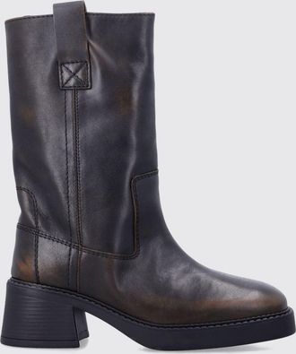 Miista Bottes de motard mi-mollet en cuir vieilli bicolore