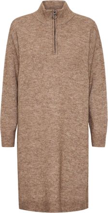 Fransa FRSanny Damen Strickkleid Feinstrickkleid Kleid mit Troyerkragen Rippbündchen Regular fit, Größe:M, Farbe:Rain Drum Melange (1909161)