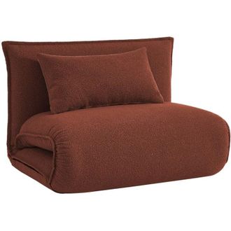 Sweeek Sweeek - Chauffeuse convertible 1 place en bouclette textur&eacute;e terracotta l 99 x p 80 x h 66 cm - Fleeep