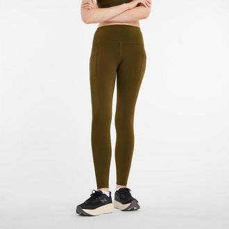 New Balance Femme RC Pocket Legging 27 en Marron, Poly Knit, Taille XL