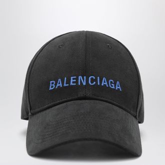 Balenciaga Schwarze Baseballkappe mit gesticktem Logo