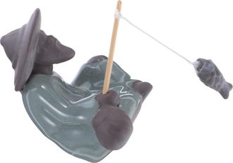 Cabilock Sitzende Mini-Fischerfiguren: Antike chinesische Figurenskulptur für Aquarium-Bonsai- - Keramik-Zen-Gartenstatue als Tisch- und Terrassendekoration