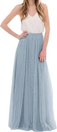 ORANDESIGNE Femme Jupe Longue Jupe Maxi pour Soirée Mariage Haute Taille Tulle Élastique Jupe 05 S