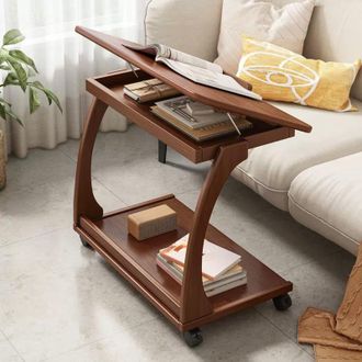 Generic C-F&ouml;Rmiger Beistelltisch, Couchtisch, Wohnzimmer-Beistelltisch Mit Massivholzbeinen, Verstellbarer Tischwinkel for Lesen Und Zeichnen