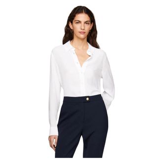 Tommy Hilfiger Fluid Crepe Regular Fit Shirt - - Blouses & Shirts - Damen - Wei&szlig; - M