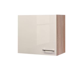 Flex-Well H&auml;ngeschrank Nepal - K&uuml;chenschrank - 1-t&uuml;rig - Breite 60 cm - Creme gl&auml;nzend/Eiche Sonoma