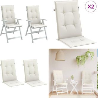 vidaXL Hochlehner-Auflagen 2 Stk. Melange Creme 120x50x4 cm Stoff - Hochlehner Auflagen - Gartenstuhlkissen - Outdoor Kissen - Sitzkissen - Sofa Kissen