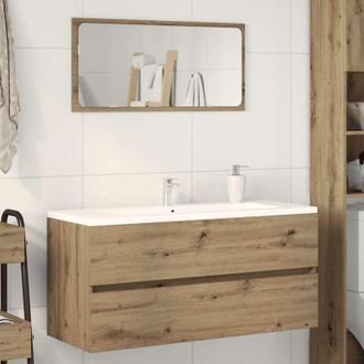 vidaXL Vidaxl - Armoire lavabo ch&ecirc;ne artisanal 100x38,5x45 cm - Bois ding&eacute;nierie r&eacute;sistant &agrave; lhumidit&eacute; - Meuble bas de salle de bain suspendu