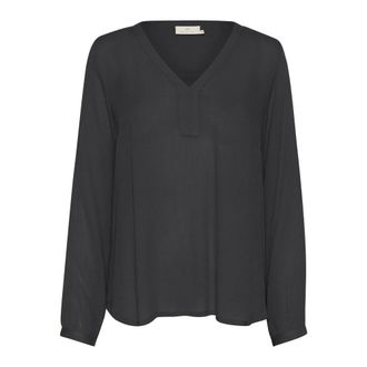 Kaffe Schwarze Auster Langarmbluse - - Blouses & Shirts - Damen - Schwarzk - 2XL