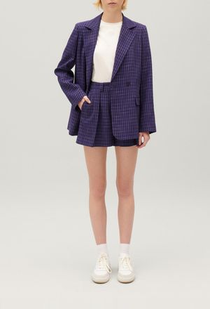 Claudie Pierlot Veste tailleur carreaux indigo