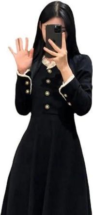 Generic Grande Taille Haut de Gamme Robe en Velours c&ocirc;tel&eacute; Noir Femmes Automne et Hiver Nouvelle Taille Minceur Jupe mi-Longue-Noir-M