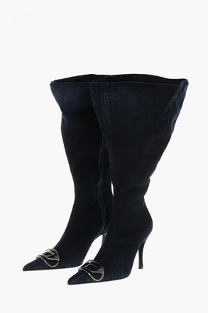Diesel Denim-Stiefel D-VENUS KB LARGE Mit Ikonischem Detail, 9,5 Cm Absatz Diesel