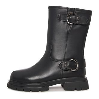 Cesare Gaspari Femme, Chaussures, Noir, Taille: 37 EU Buckled Edge Mid-Calf Leather Bottes