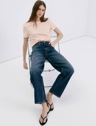 Mango T-shirt 100 % coton rose pastel - Femme - XXS - MANGO