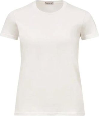 Moncler Femme, Tops, Blanc, Taille: 38 FR Logo Patch Cotton Jersey T-Shirt