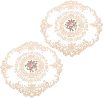 BESPORTBLE NIYANGLE 2 St&uuml;ck Tischsets aus Spitze Dekorative Tischunterlage Beige Vielseitig Einsetzbar f&uuml;r Hochzeiten und Esszimmer Langlebiges Material