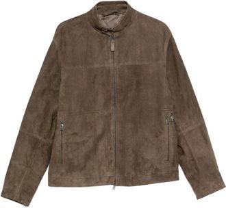 Brioni Suede High-neck Jacket
