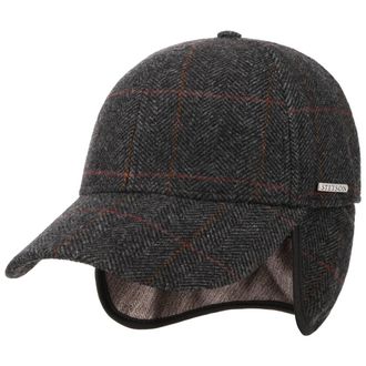 Stetson Kinty Wool Cap mit Ohrenklappen Herren Gefüttert Baumwolle Schirmmütze Ohrenschutz Herbst Winter grau XXL (62-63 cm)