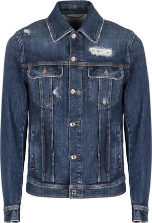 Dolce & Gabbana Homme, Vestes, Bleu, Taille: L Vintage Effect Denim Jacket
