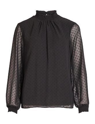 Vila Damen Bluse Dobby schwarz 36