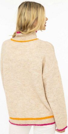 Zwillingsherz Stehkragenpullover Heart mit Herz und farbigen Streifen, hoher Kragen, oversize