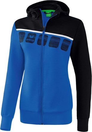Erima Damen 5-C Trainingsjacke mit Kapuze, new royal/schwarz/wei&szlig;, 38, 1031910