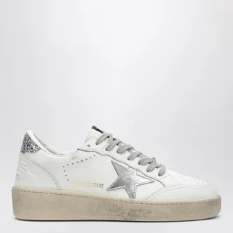 Golden Goose Ball Star Sneaker in Wei&szlig;/Silber/Platin-Glitzer