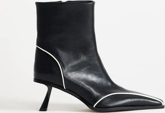 Topshop Keaton Ankle-Boots mit eckigem Absatz und Paspelierung in Schwarz