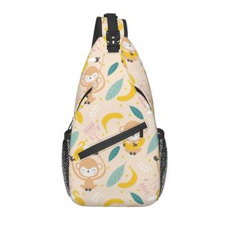 AOOEDM Lustiger AFFE mit Bananen-Sling-Rucksack, niedliche Umhängetasche, Büro, Arbeit, Reisen, Wandern, Tagesrucksack für Damen und Herren