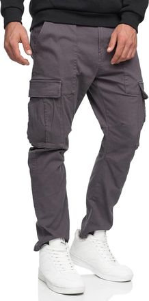 Indicode Herren Walsh Cargohose aus Baumwolle mit 6 Taschen | Freizeithose für Männer Dk Grey, S