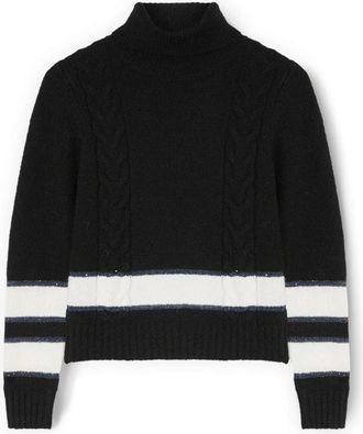 Motivi Femme, Pulls, Noir, Taille: 40 FR Pull &agrave; col roul&eacute; en maille torsad&eacute;e en m&eacute;lange de laine