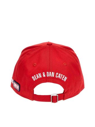 Dsquared2 Mens Logo Patch Baseball Cap Red Accessories > Beanies & Hats