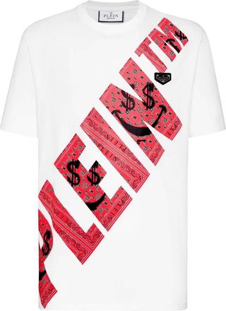 Philipp Plein Homme, Tops, Blanc, Taille: 3XL T-shirt Round Neck SS Smile