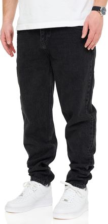Behype. Herren Jeans Tapered-Fit Jeanshose 100% Baumwolle Denim Baggy Hose Used Look Mens DC_JN-243-Washed Black-W31