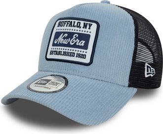 New Era Verstellbare Truckerkappe f&uuml;r den Sommer mit Mesh und gebogenem Schirm Kappe Patch blau - One-Size