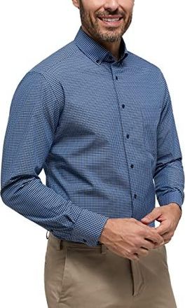 Eterna Homme Chemise en Popeline &agrave; Carreaux Modern FIT 1/1 Bleu Gris 46_H_1/1