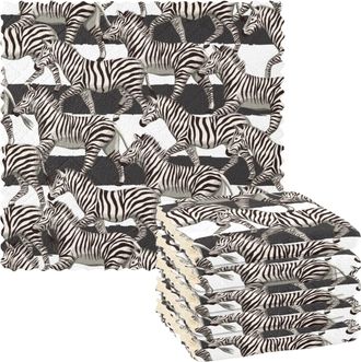 Mnsruu Geschirrtücher mit afrikanischem Zebramuster, 6 Stück Tücher, Küchentücher aus Polyester, Geschirrtuch für die Küche