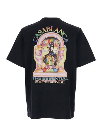 Casablanca Mens T-Shirt With Logo, Black Cotton Organic T-Shirts And Polos