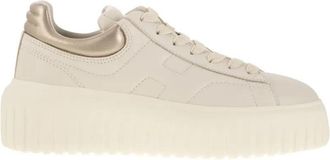 Hogan Low-Top Sneaker - H-Stripes Leather Trainers - Gr. 38,5 (EU) - in Beige - f&uuml;r Damen