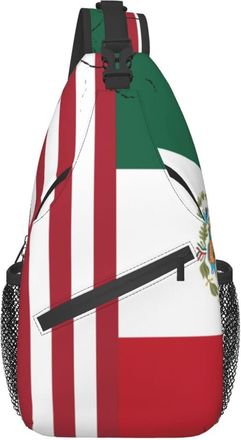 AOOEDM Umhängetasche für Männer und Frauen, für die Flagge der USA, Mexiko, Schulterrucksack, Brusttaschen, Crossbody-Tagesrucksack für Outdoor, Wandern, Cam