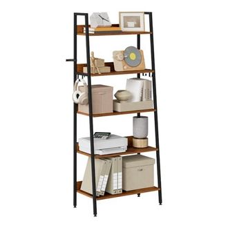 Woltu &Eacute;tag&egrave;re Industrielle 5 Niveaux, &Eacute;tag&egrave;re de Rangement &Eacute;troite et Haute (Bureau, Salon, Cuisine), Cadre M&eacute;tallique, 36x64x171 cm - Noir + Ch&ecirc;ne Vintage