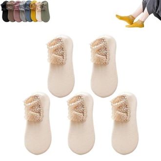 Generic Deliberath Chaussettes chaudes en dentelle pour lautomne et lhiver, chaussettes antidérapantes à volants pour lautomne et lhiver, lavables en machine,